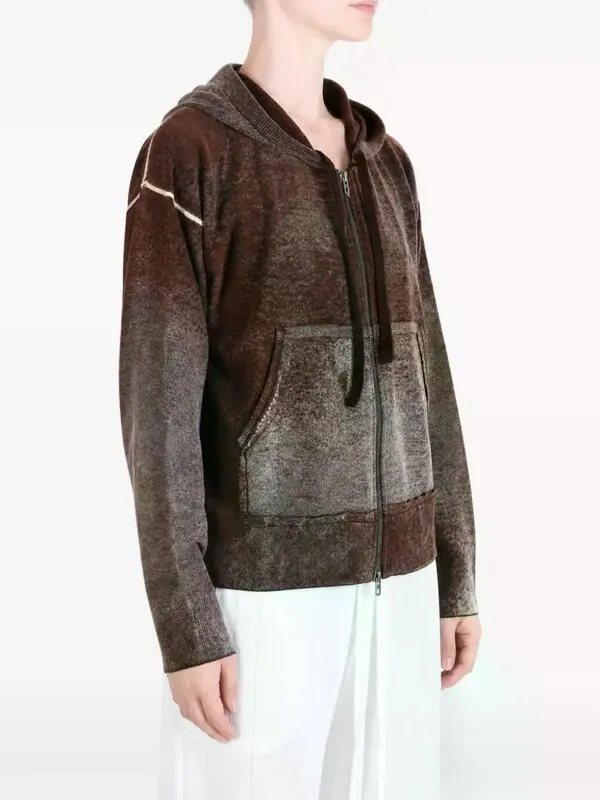 DIESEL® Wool Hooded Cardigan With Reverse Print