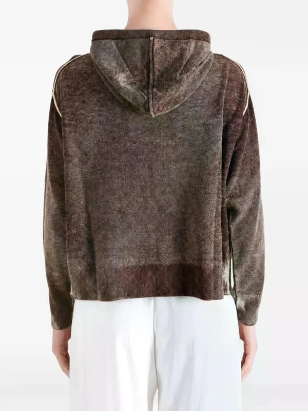 DIESEL® Wool Hooded Cardigan With Reverse Print