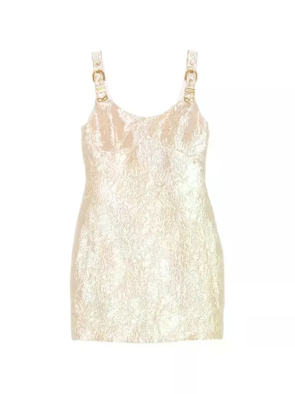 Versace Crushed Buckle-detail Mini Dress - Neutrals