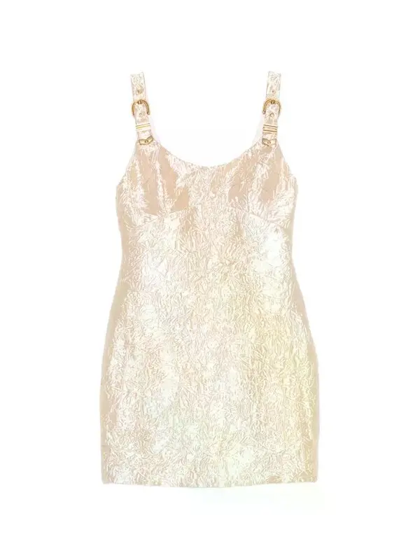 Versace Crushed Buckle-detail Mini Dress - Neutrals