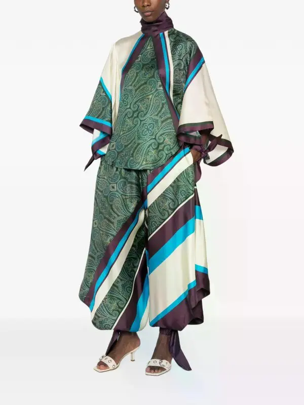 ALEMAIS Joni Paisley-print Tapered Silk Trousers