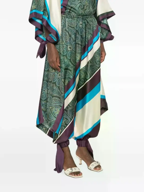ALEMAIS Joni Paisley-print Tapered Silk Trousers