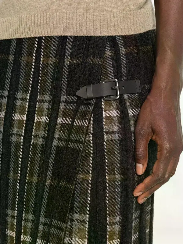 Eric Bompard Tartan Pattern Pleated Midi Skirt