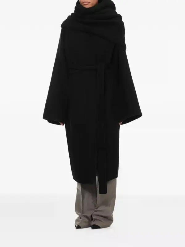 Rick Owens Belted Hooded Coat