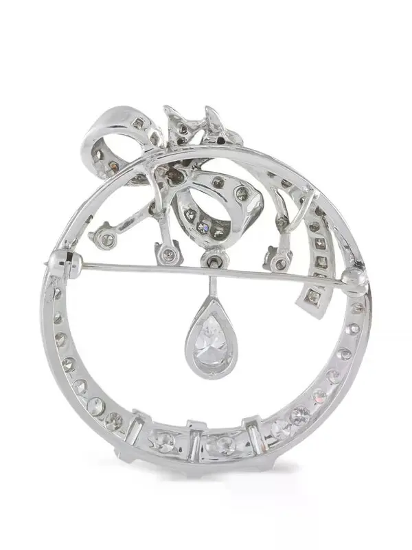 LB EXCLUSIVE 14k White Gold Diamond Ribbon Brooch