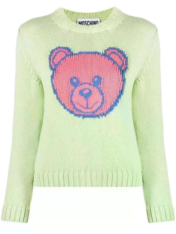 Moschino Teddy Bear Intarsia Knit Jumper - Green
