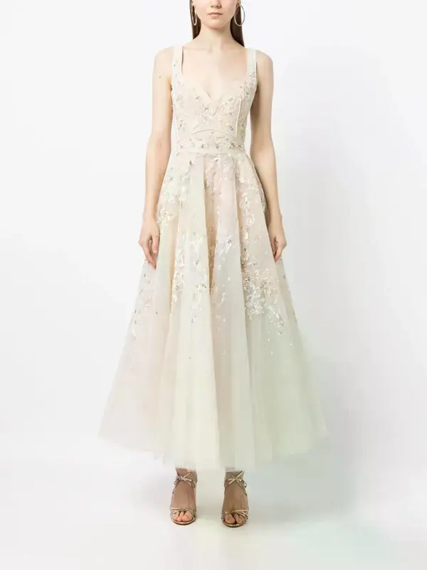 SAIID KOBEISY Sleeveless Embellished Tulle Gown