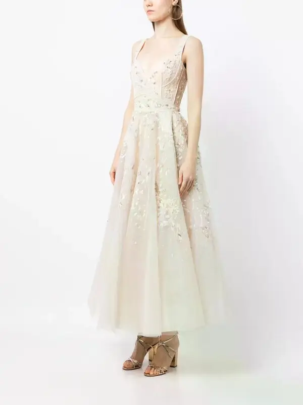 SAIID KOBEISY Sleeveless Embellished Tulle Gown