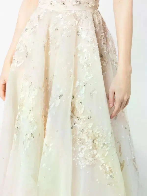 SAIID KOBEISY Sleeveless Embellished Tulle Gown