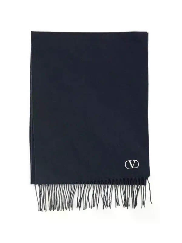 Valentino Garavani Vlogo Signature Fringed Scarf - Blue