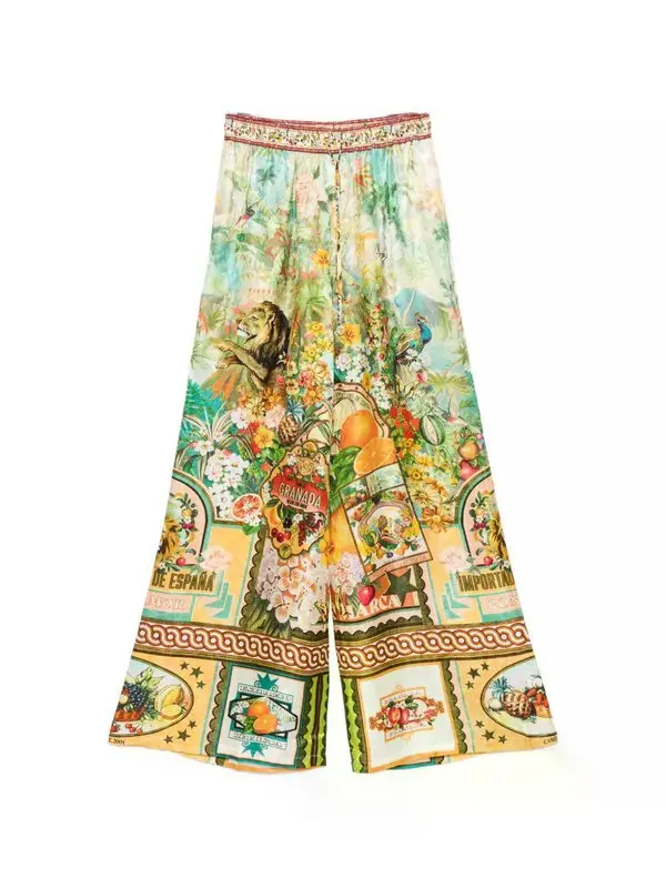 Camilla Graphic-print Palazzo Pants - Green