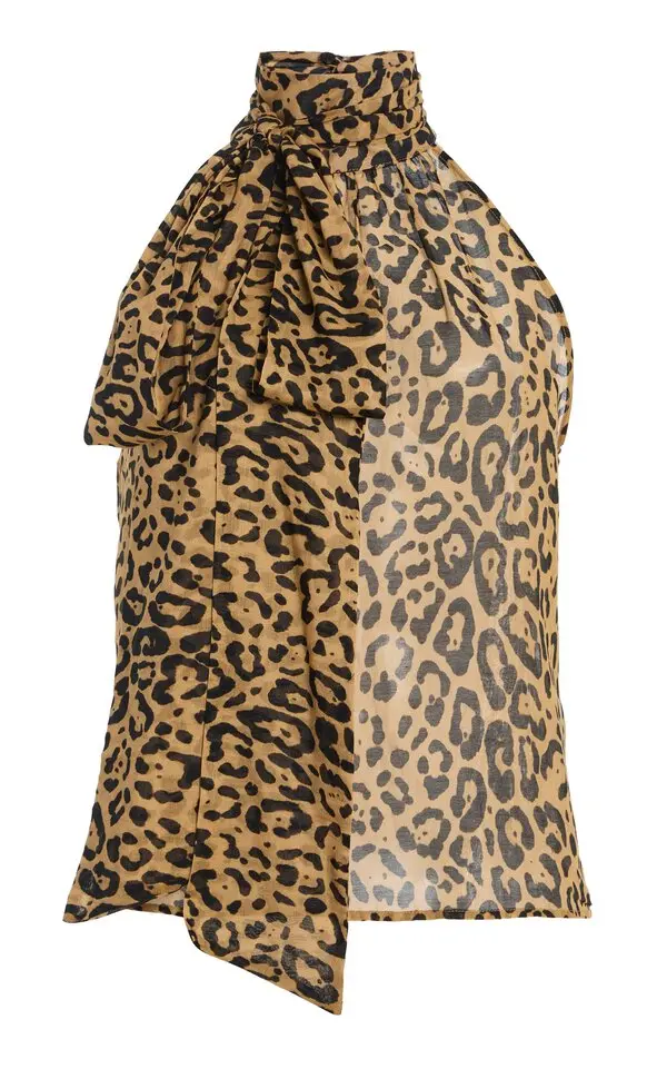 Françoise Susan Cotton Halter Blouse Leopard
