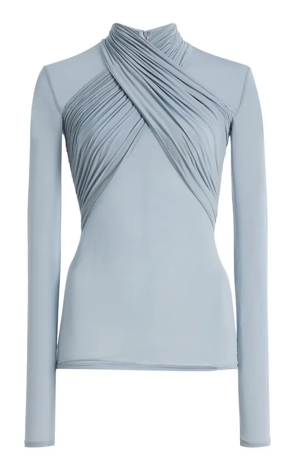 Françoise Odessa Crossover Long-sleeve Top - Light Blue