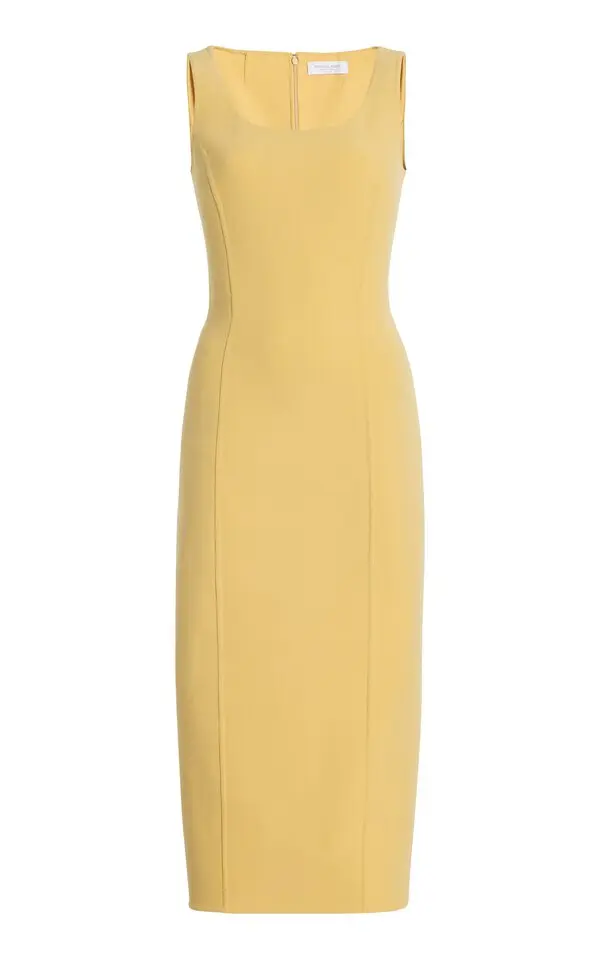 Michael Kors Scoop Neck Stretch-wool Midi Dress - Nude