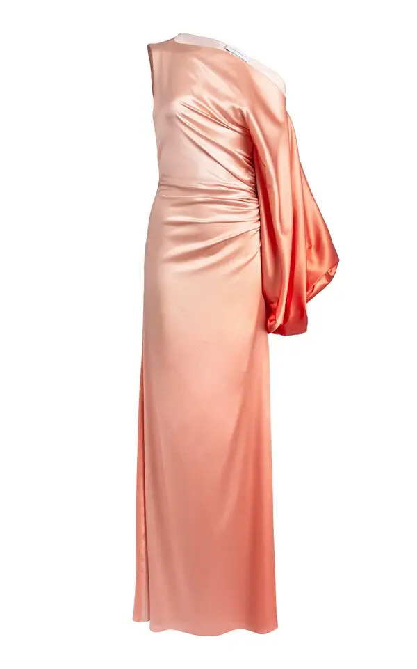 Silvia Tcherassi Silk One-shoulder Gown With Draped Sleeve