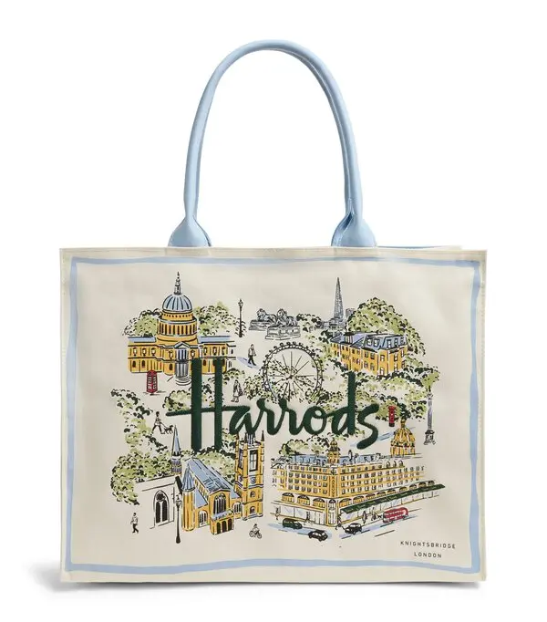 Harrods Canvas City Stories Tote Bag - Ivory