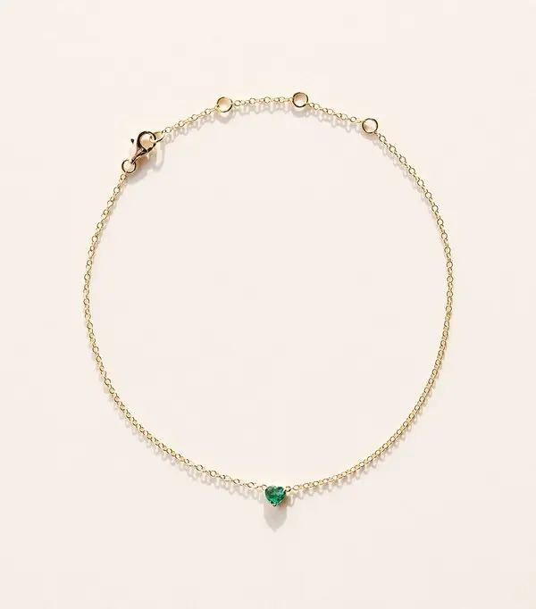 Shay 18k Yellow Emerald Heart Anklet - Gold