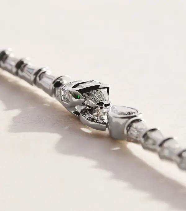 Shay White Diamond And Garnet Serpentine Bracelet