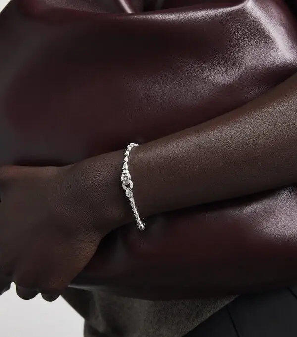 Shay White Diamond And Garnet Serpentine Bracelet