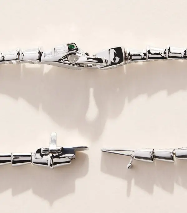 Shay White Diamond And Garnet Serpentine Bracelet