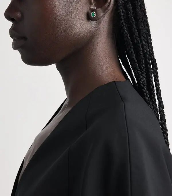 Shay White Diamond And Emerald Mini Me Earrings