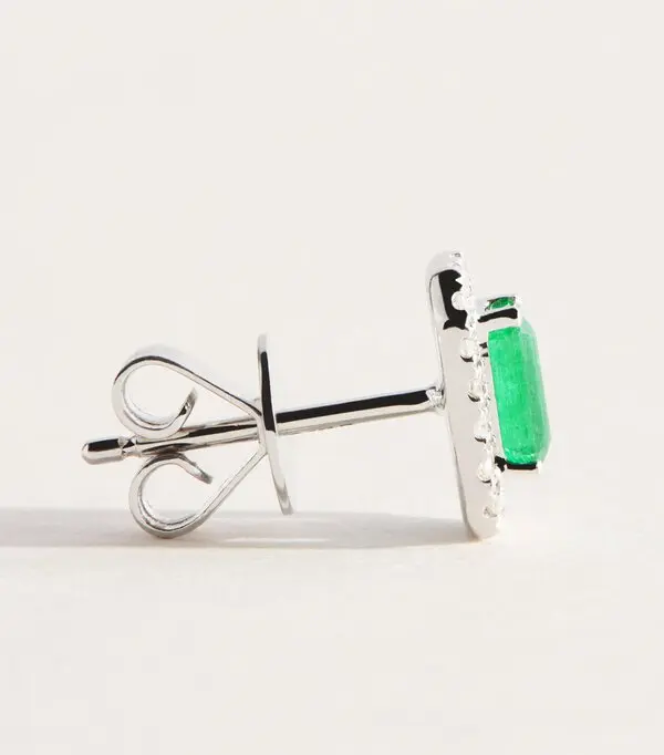 Shay White Diamond And Emerald Mini Me Earrings
