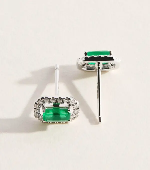 Shay White Diamond And Emerald Mini Me Earrings