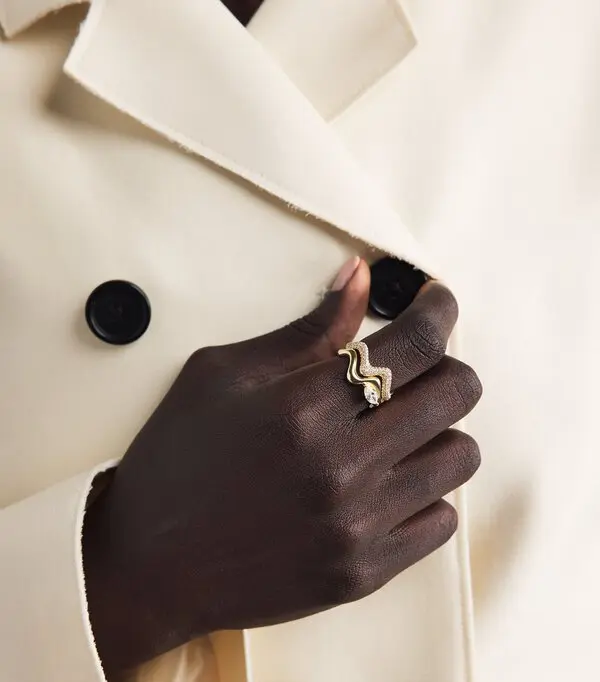 Shay Yellow And Diamond Marquise Wave Ring