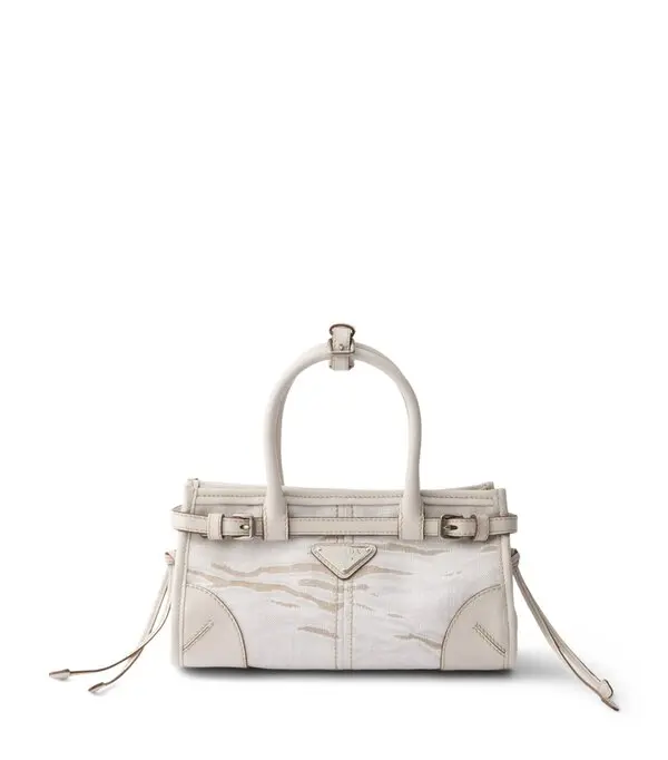 Prada Small Linen-leather Bonnie Top-handle Bag
