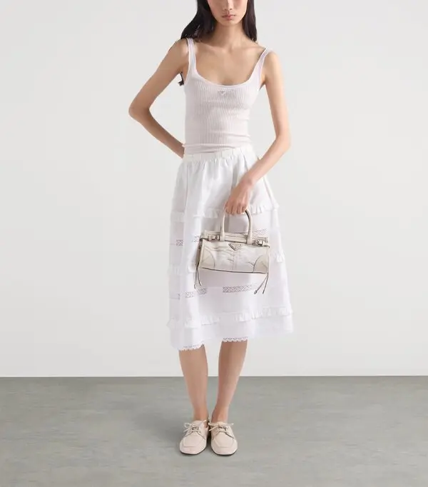 Prada Small Linen-leather Bonnie Top-handle Bag