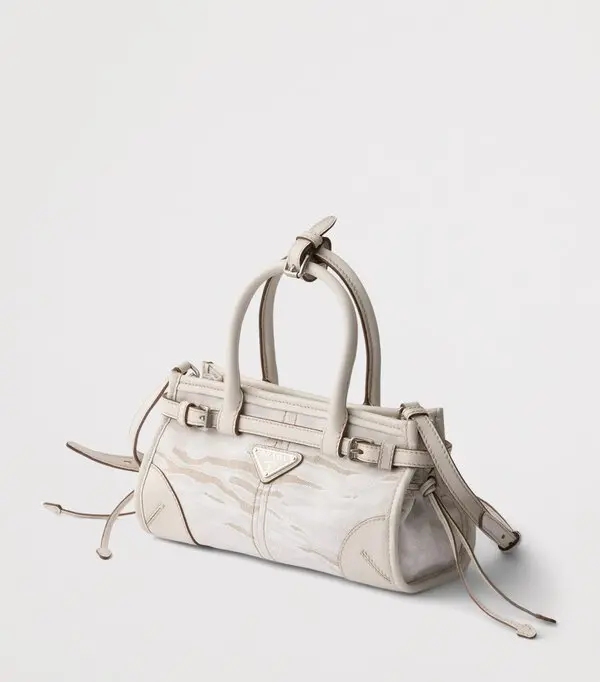 Prada Small Linen-leather Bonnie Top-handle Bag