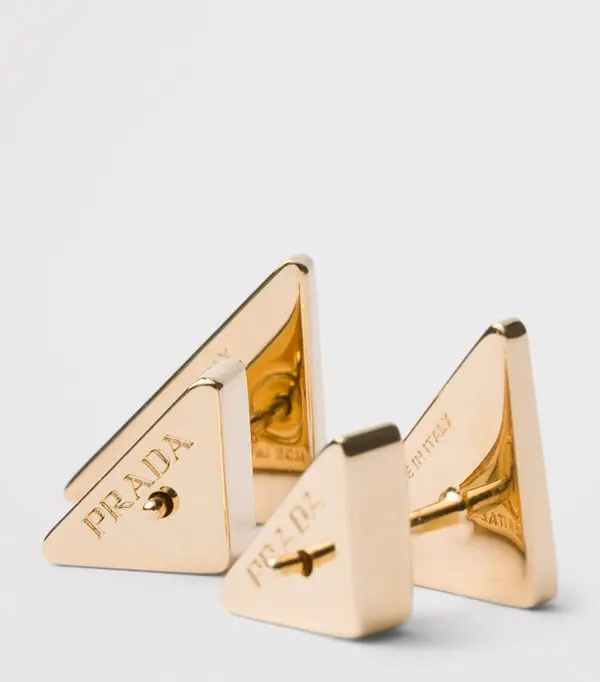 Prada Enamel Triangle Logo Earrings