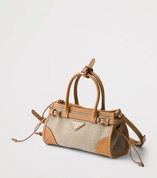 Prada Small Linen-leather Bonnie Top-handle Bag