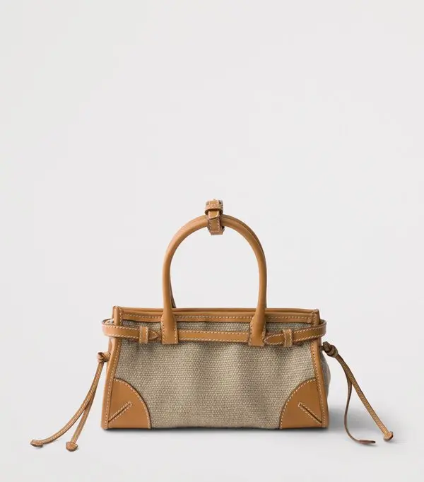 Prada Small Linen-leather Bonnie Top-handle Bag