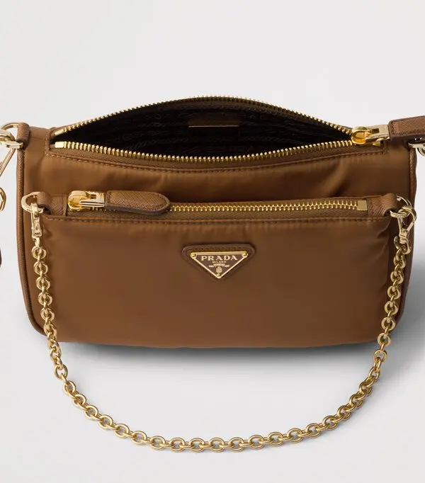 Prada Re-nylon And Saffiano Leather Shoulder Bag