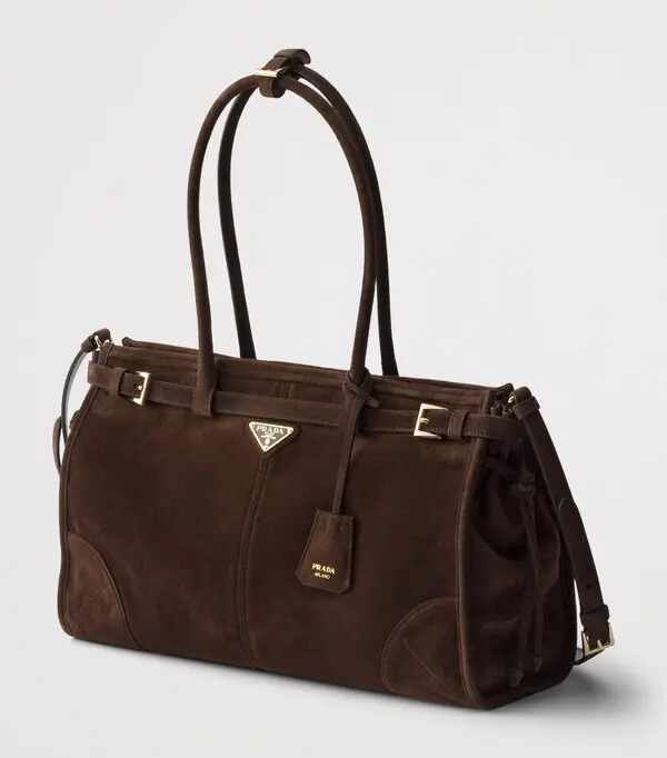 Prada Large Suede Bonnie Shoulder Bag