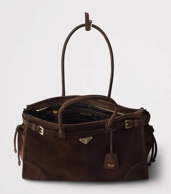 Prada Large Suede Bonnie Shoulder Bag