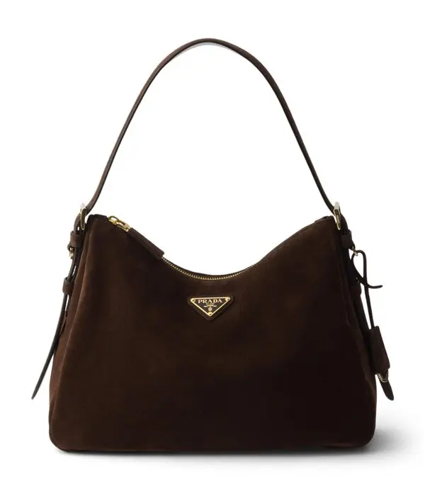 Prada Medium Suede Aimée Shoulder Bag
