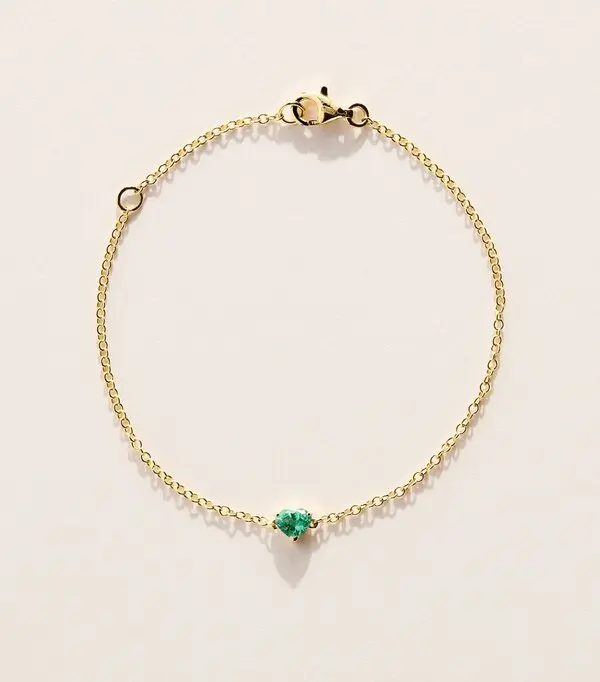 Shay 18k Gold Emerald Heart Chain Bracelet - Yellow