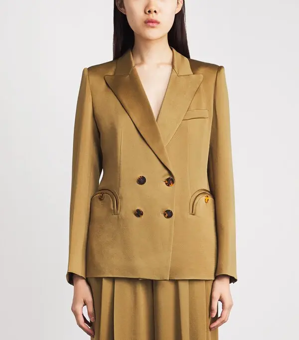 BLAZÉ MILANO Satin Novalis Charmer Double-breasted Blazer