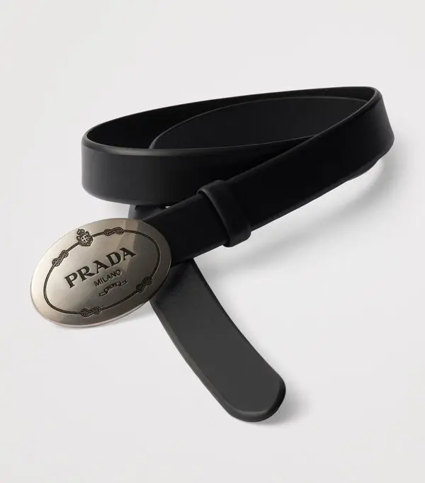 Prada Leather Logo Belt