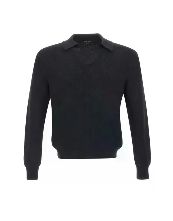 GRAN SASSO Ribbed-knit Virgin-wool Polo Shirt
