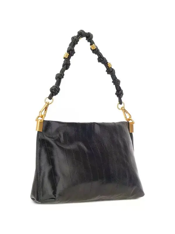 GIANNI CHIARINI Eel-print Leather Shoulder Bag With Gold-tone Details - Black