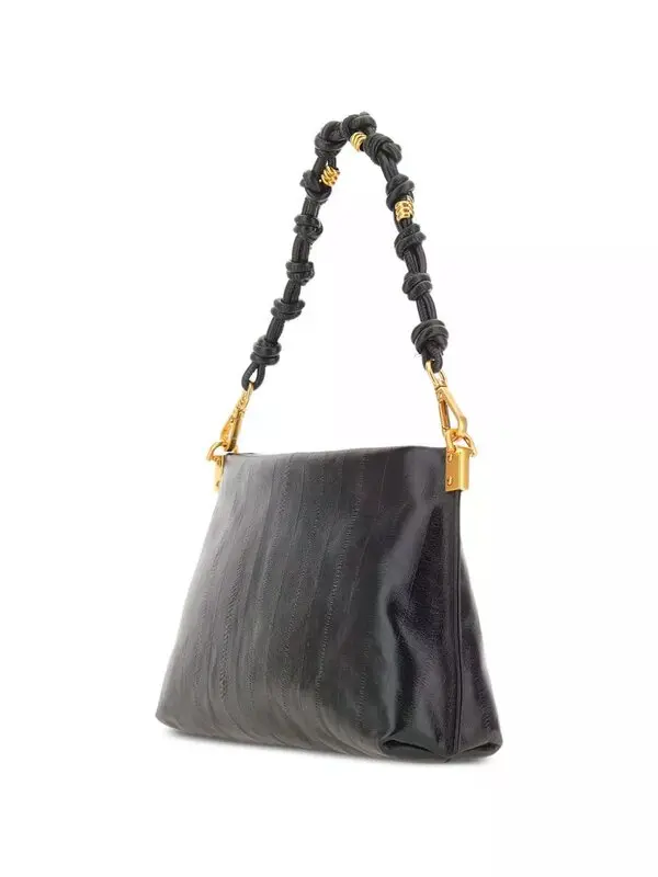 GIANNI CHIARINI Eel-print Leather Shoulder Bag With Gold-tone Details - Black