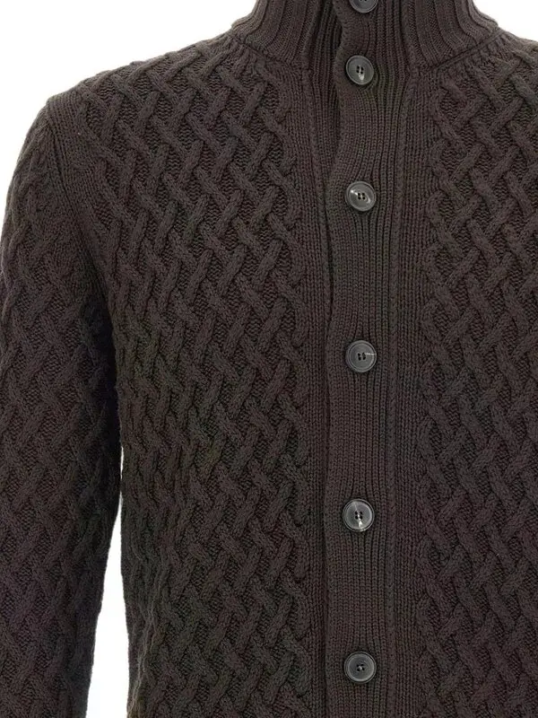 FILIPPO DE LAURENTIIS Cable-knit Merino Wool Cardigan - Brown
