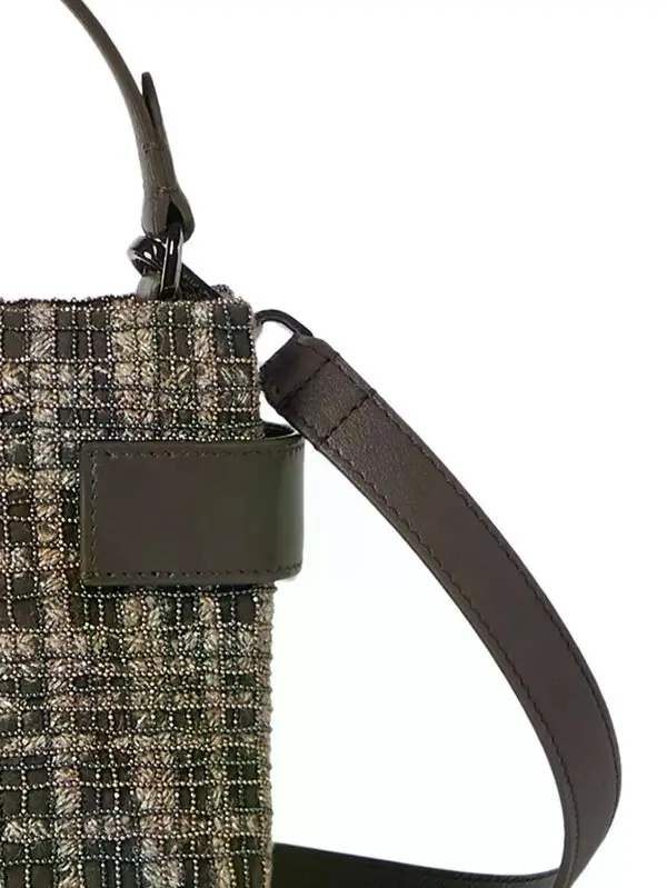Brunello Cucinelli Suede Bag With Precious Check Embroidery