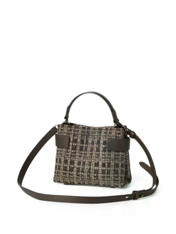 Brunello Cucinelli Suede Bag With Precious Check Embroidery