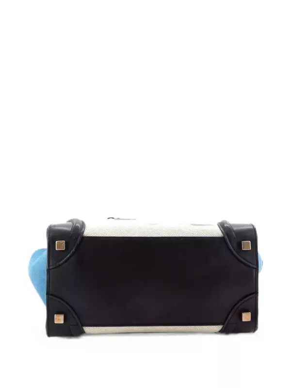 Celine Luggage Bag Canvas And Leather Micro Tote Bag