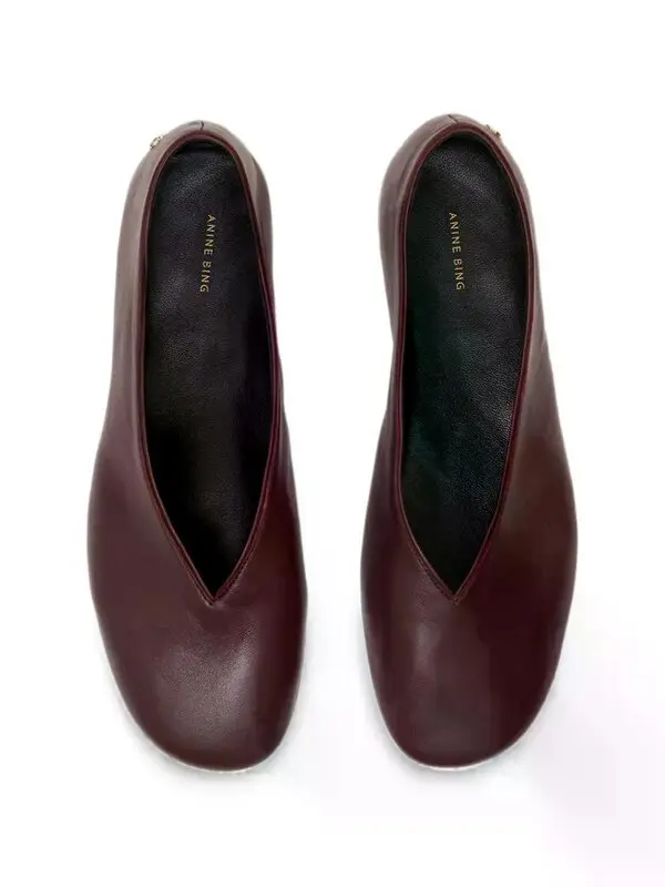 ANINE BING Ana Ballet Flats Smooth Leather Fig