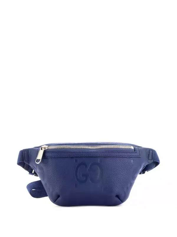 Gucci Jumbo Gg Embossed Leather Small Belt Bag - Blue